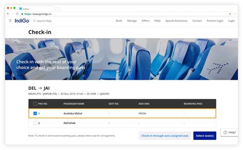 Indigo Web Check In Boarding Pass