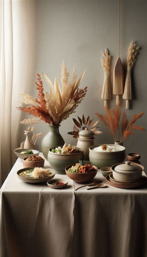 Luxurious Dining Table With Muted Green Ceramic Tableware Neutral