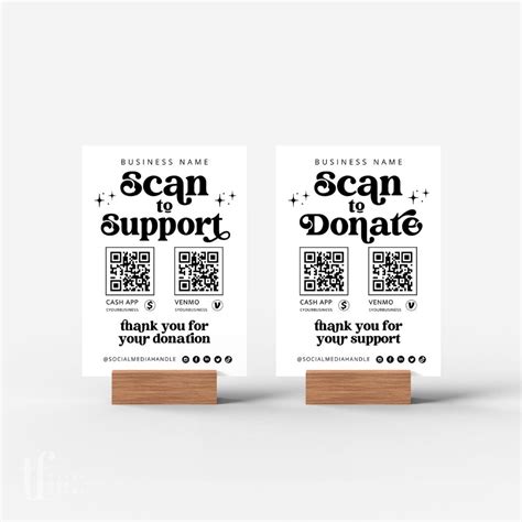 Retro Scan To Support Sign 2 Qr Code Donation Sign Canva Template
