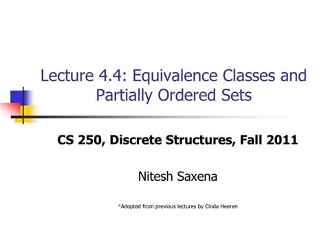 Ppt Lecture 44 Equivalence Classes And Partially Ordered Sets Powerpoint Presentation Id