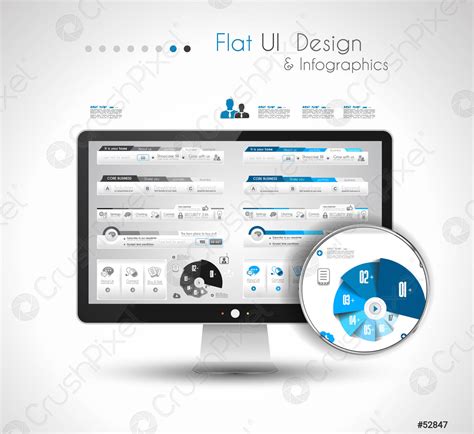 Ui Flat Design Elements In A Modern Hd Screen Computer Stock Vector