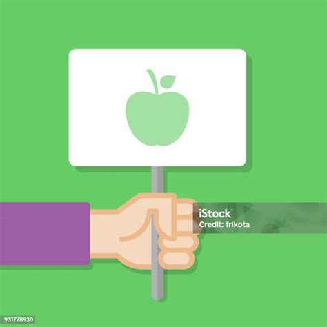 손 들고 화이트 보드입니다 최소한의 아이콘 배너 애플 기호입니다 항의의 개념입니다 벡터 그림 평면 스타일입니다