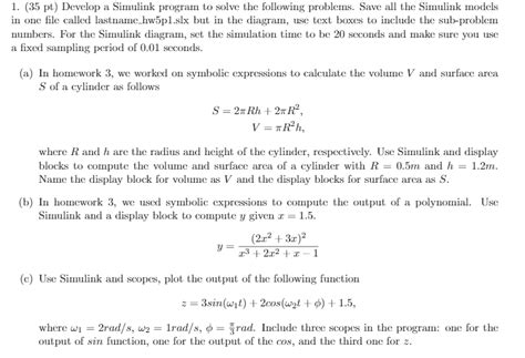 1 35 Pt Develop A Simulink Program To Solve The