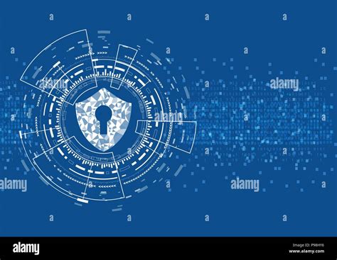 Cyber Security Concept Shield With Keyhole Icon On Digital Data Background Illustrates Cyber