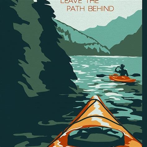 Canoe Lake Retro Travel Poster Great Outdoors Camping Vintage Etsy