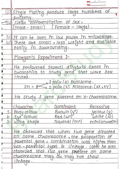 Ncert Class 12 Biology Principles Of Inheritance And Variation Notes Handwritten Notes And Pdf