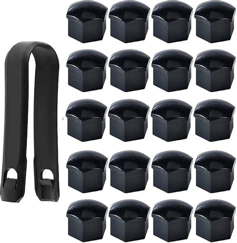 17mmblack 20 Pcs 19mm Wheel Nut Capwheel Bolt Nut Caps Covers