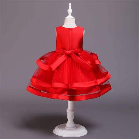 Buy Girl Satin And Tulle Party Dress Red Fabulous Bargains Galore