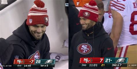 Jimmy Garoppolo Spotted Smiling On The Sidelines As 49ers Got Blown Out In Nfc Championship Game