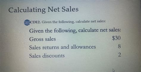 Solved Given The Following Calculate Net Sales Chegg Com
