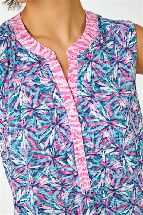 Pink Sleeveless Floral Print Top Roman Uk