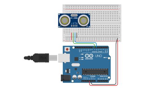 Circuit Design Ultrasonicsensor Tinkercad