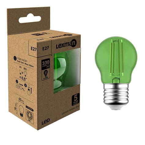 Ampoule led sphérique verte E27, 73Lm = 30W, LEXMAN | Leroy Merlin