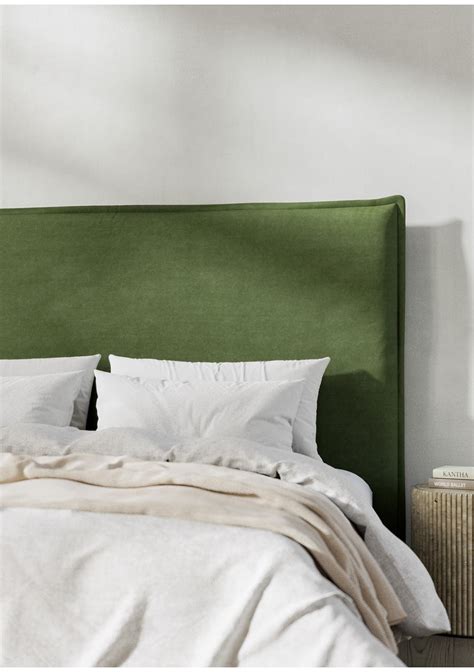 George Collective Mod Velvet Headboard Super King Olive Onceit