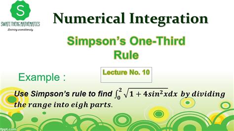 Examples Simpson S 1 3rd Rule Numerical Integration YouTube