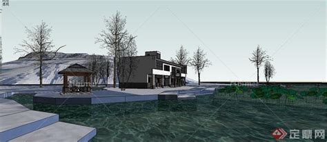 某精美现代中式风格会所建筑su模型设计 原创 Sketchup模型库 毕马汇 Nbimer