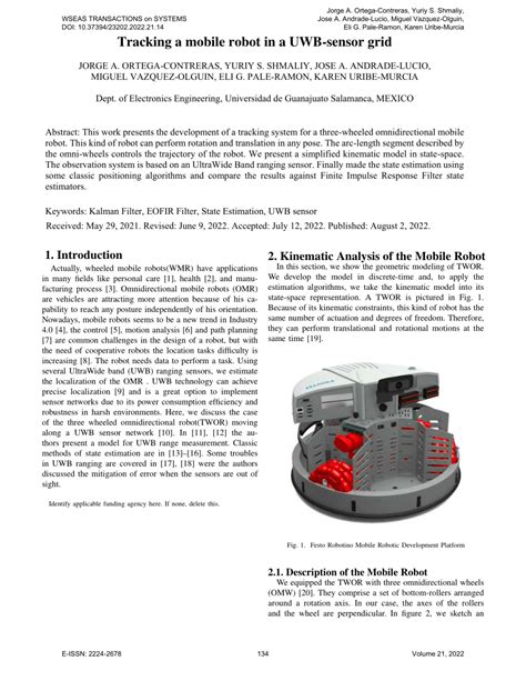 pdf tracking a mobile robot in a uwb sensor grid