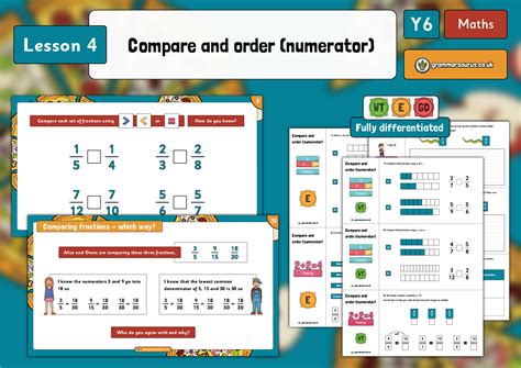 Year 6 Fractions A Compare And Order Numerator Lesson 4 Grammarsaurus