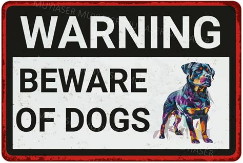Beware Of Dogs Sign Rottweiler Beware Of Dog Sign Aluminum Metal Tin
