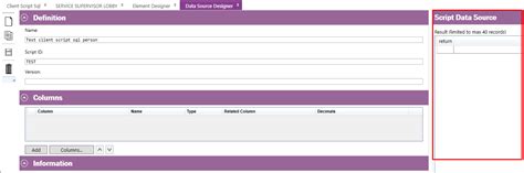 fsm use client script sql in data source designer ifs community