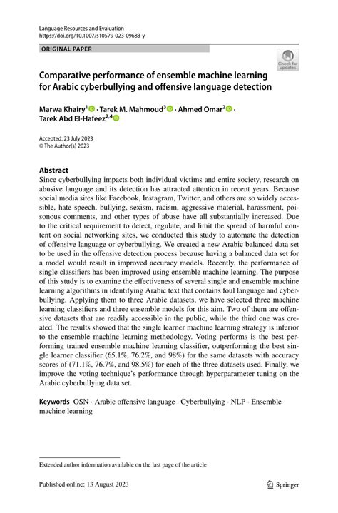 (PDF) Comparative performance of ensemble machine learning for Arabic ...