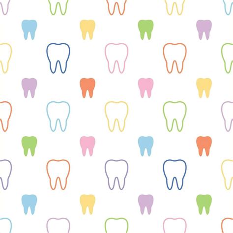 Colourful Teeth In White Background Teeth Seamless Pattern Different