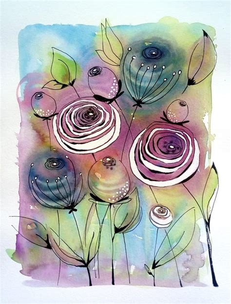 Whimsical Watercolor Flower Painting