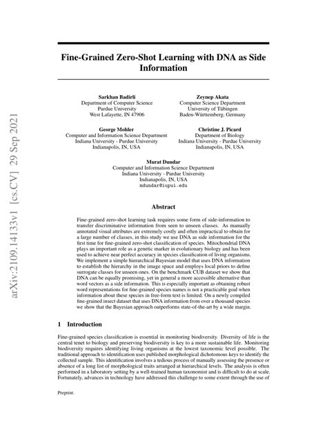 Pdf Fine Grained Zero Shot Learning With Dna As Side Information