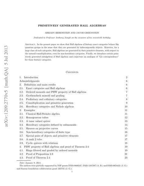 Pdf Primitively Generated Hall Algebras