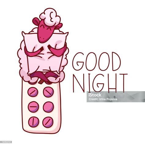 귀여운 잠자는 양 벡터 일러스트레이션 수면에 대한 포스터 양을 세고 양을 세고 불면증 수면 장애 아기 수면을 시도하는 개념 벡터 0명에 대한 스톡 벡터 아트 및 기타 이미지