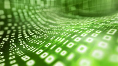 Abstract Green Digital Data Stream Flowing Stock Illustration
