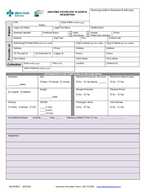Fillable Online Anatomic Pathology Placenta Requisition Anatomic