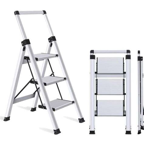 Xinsunho 3 Step Ladder Retractable Handgrip Folding Step Stool With