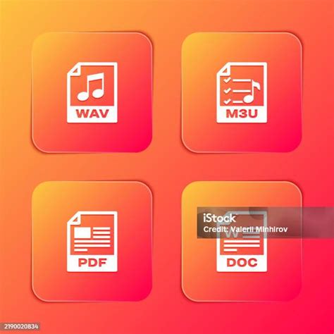 Wav 파일 문서 M3u Pdf 및 Doc 아이콘을 설정합니다 벡터 0명에 대한 스톡 벡터 아트 및 기타 이미지 0명 가득 찬 개념 Istock