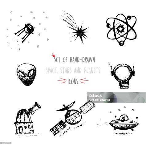 Croquis Dessinés À La Main Jeu Dicônes De Planète Vecteurs Libres De