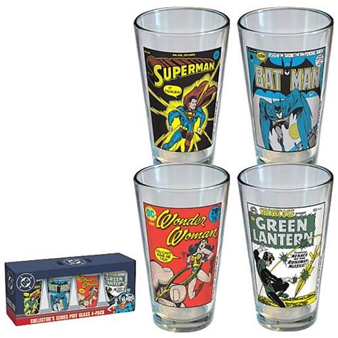 Dc Comics Vintage Comic Cover Pint Glass 4 Pack