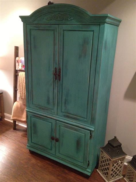 Annie Sloan Chalk Painted Green Armoire Makeover