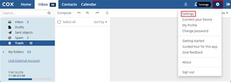 Cox Email Settings