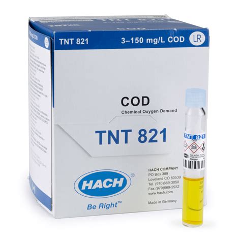 Hach Cod Tntplus Vial Test Lr 3 150 Mgl Cod 25 Tests Tnt821
