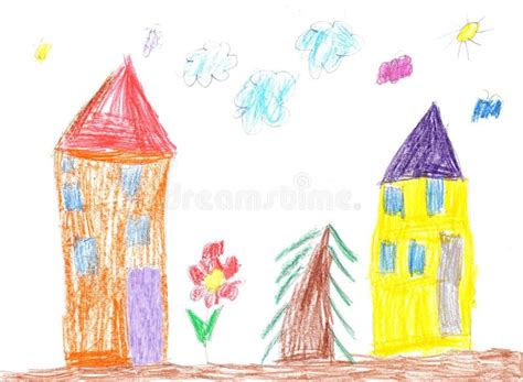 Desenho Da Crian a De Uma Casa Da Fam lia Ilustração Stock Ilustração de propriedade grama