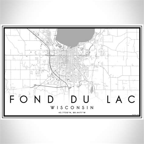 Fond Du Lac Wisconsin Map Print In Classic — Jace Maps