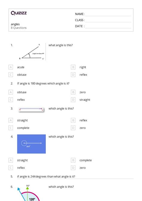 Classifying Angles Worksheets For Nd Class On Quizizz Free Printable