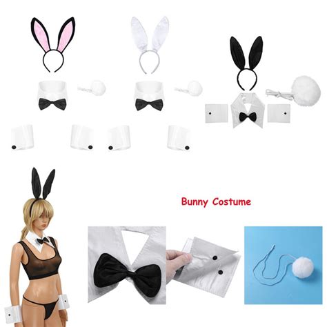 Bunny Rabbit Ear Headband Headband Bowtie Fake Collar Cuff And Plush