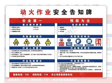 动火作业安全告知牌图片素材 编号39849699 图行天下
