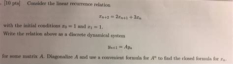 solved consider the linear recurrence relation x n 2