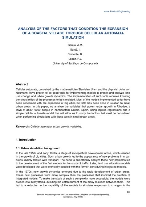 Pdf Analysis Of The Factors That Condition The Expansion Of A Coastal Village Through Cellular
