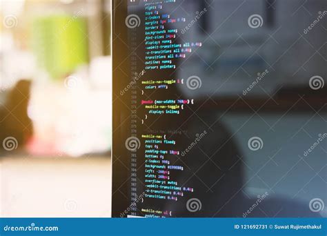 blurry coding and programming for web development and web design stock