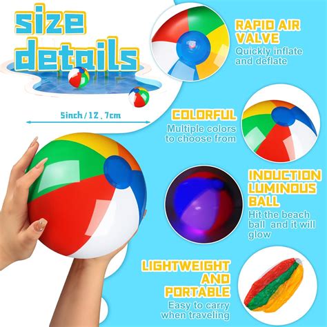 Pcs 5 Inch Mini Beach Balls Bulk Glow In The Dark Balls Rainbow Beach Balls Floating Inflatable