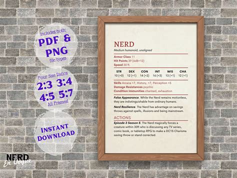 Dnd Posters Nerd Stat Block Dnd Player T Dungeon Master Etsy Uk