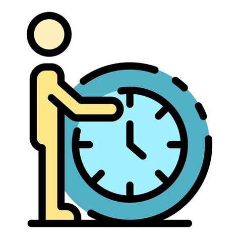 Icono De Tiempo Y Hombre Contorno De Tiempo Y Hombre Icono De Vector